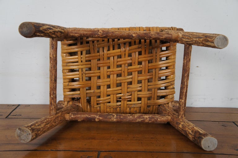 Antique Shaker Wicker Ottoman Foot Stool Rustic Primitive Hickory ...