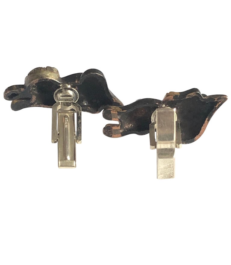 Antique Shakudo Japanese Mixed Metal Monkey Cufflinks at 1stDibs