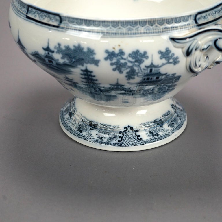 Antique Shanghai Flow Blue Porcelain China Soup Tureen and Liner, Circa ...