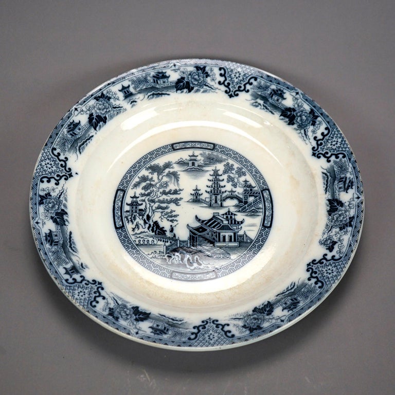 Antique Shanghai Flow Blue Porcelain China Soup Tureen and Liner, Circa ...