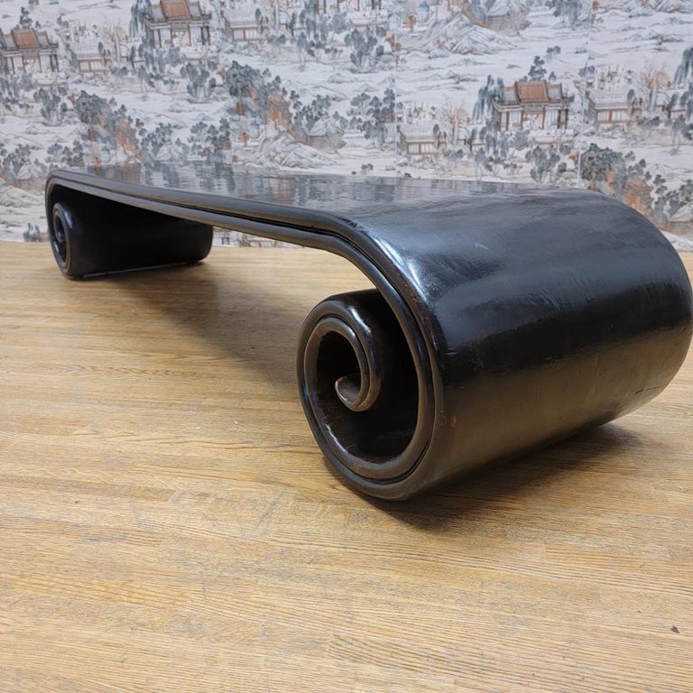 Antique Shanxi Province Elm Scroller Leg Low Table For Sale at 1stDibs