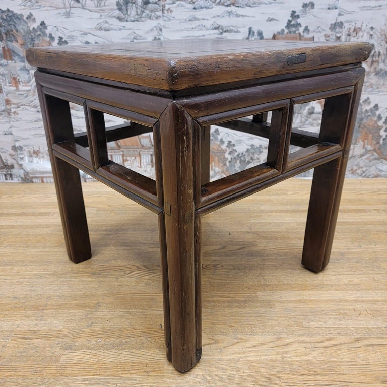 Antique Shanxi Province Elm Square Side Table For Sale at 1stDibs