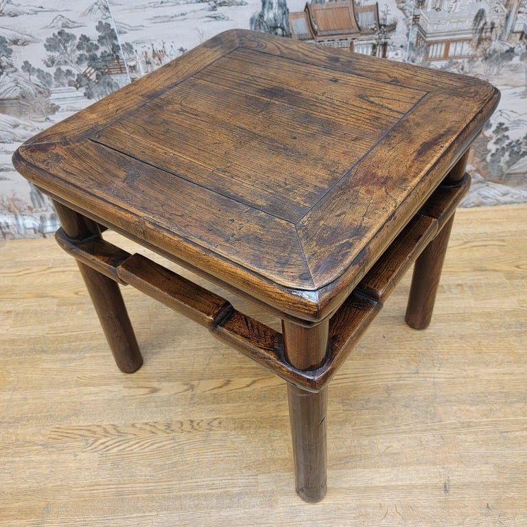 Antique Shanxi Province Geometric Frieze Elm Side Table For Sale at 1stDibs