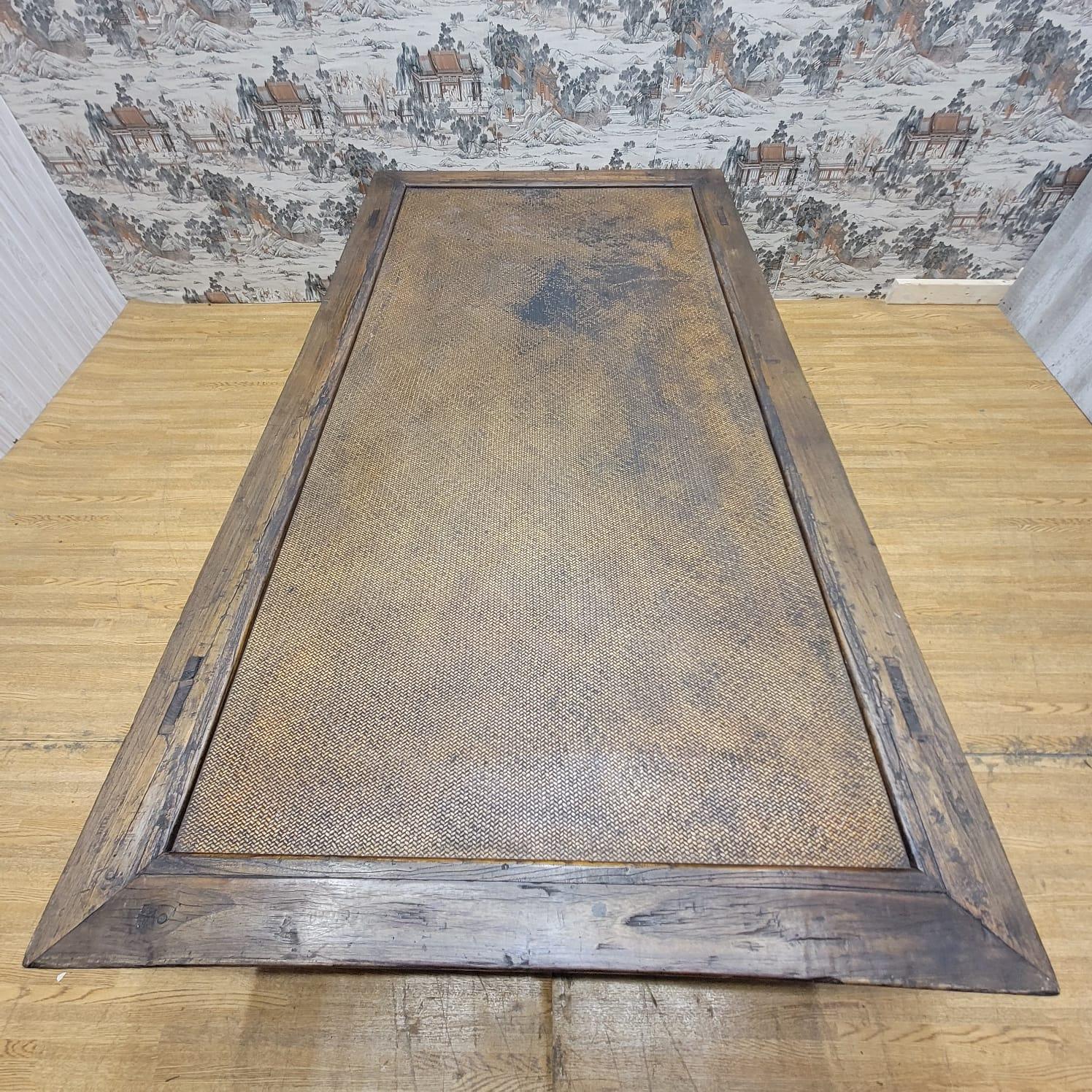 Antique Shanxi Province Ming Dynasty Opium Bed Elm and Rattan Coffee ...