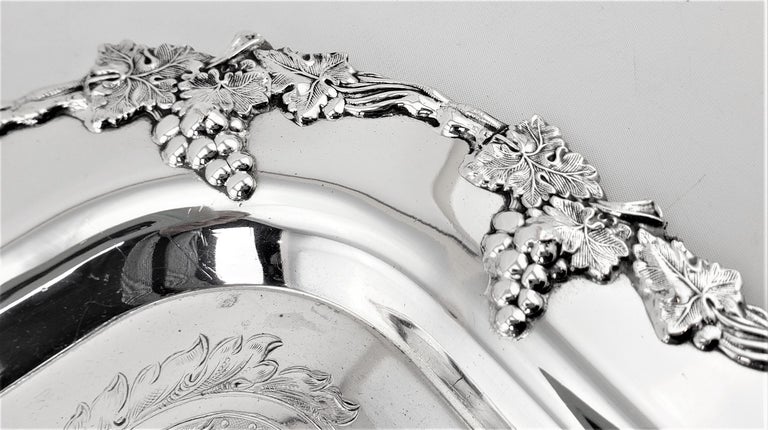 Antique Sheffield Reproduction Silver Plated Serving Tray with Grapes ...