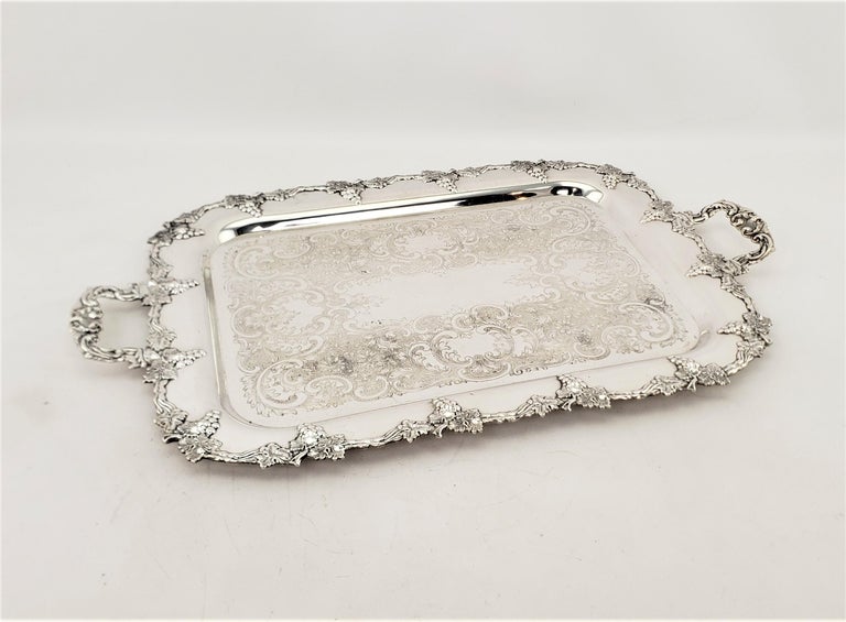 Antique Sheffield Reproduction Silver Plated Serving Tray with Grapes ...