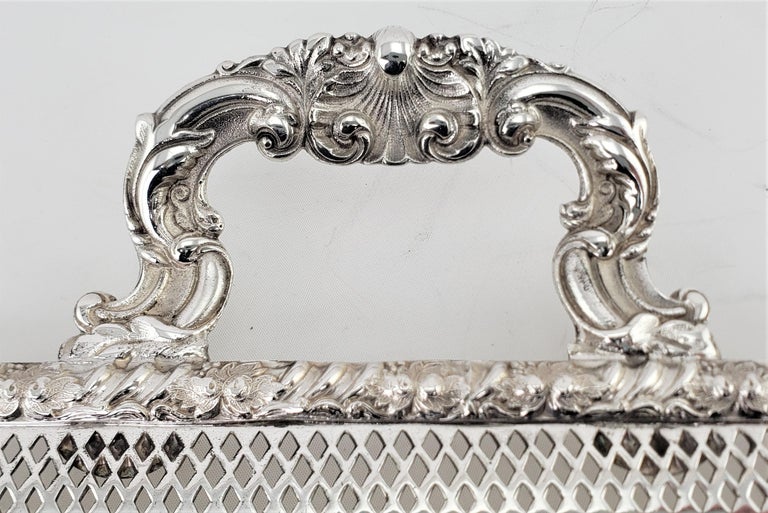 Antique Sheffield Reproduction Silver Plated Serving Tray with Pierced ...