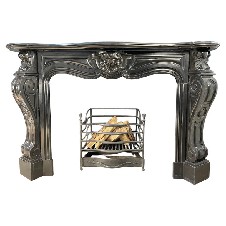 Antique Shell Circulation Fireplace in Black Noir De Mazy Marble For ...