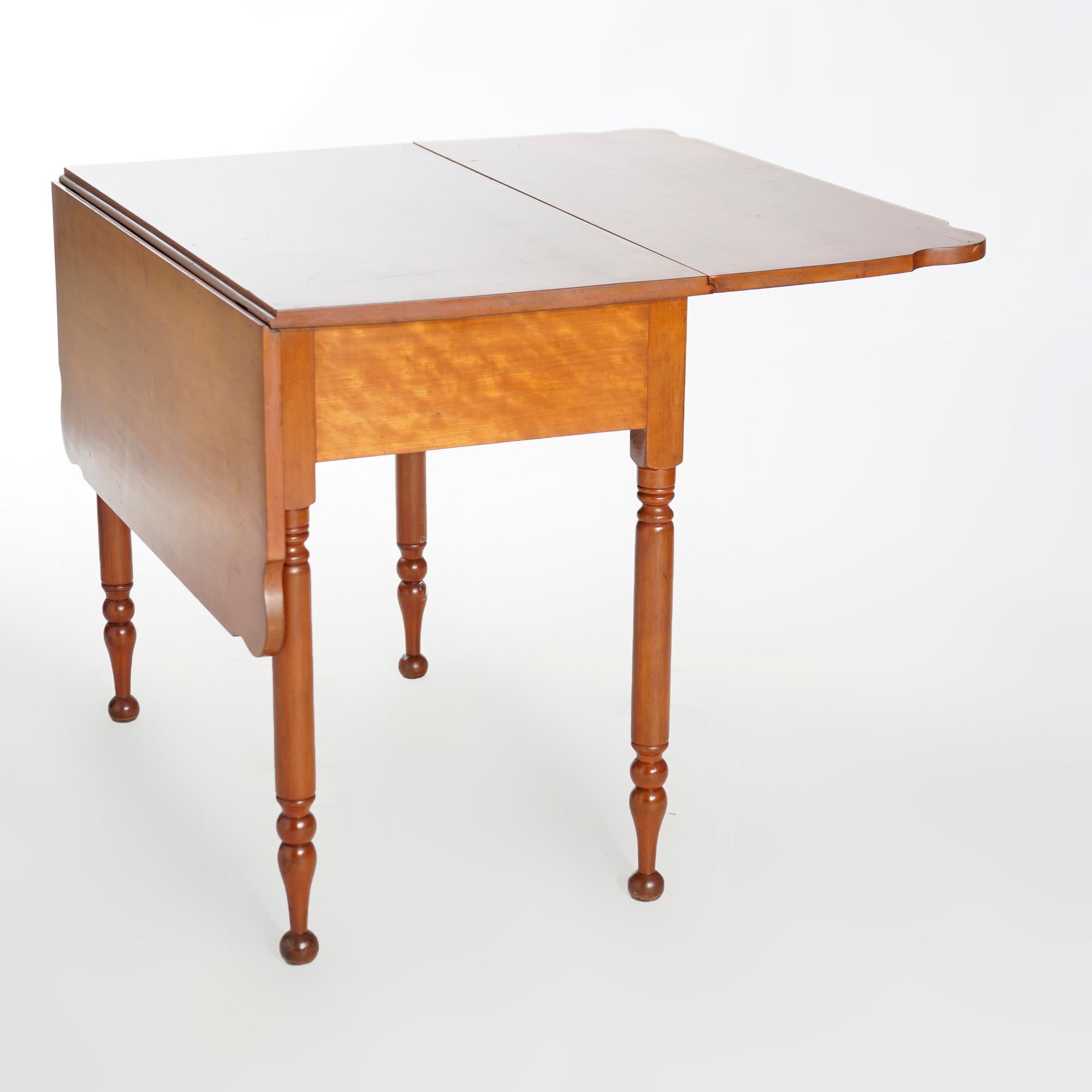 Antique Sheraton Cherry Drop Leaf Single Drawer Table Circa 1860 at 1stDibs