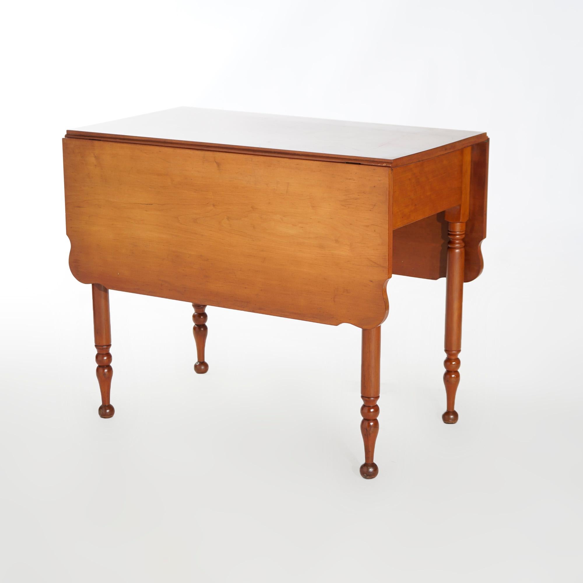 Antique Sheraton Cherry Drop Leaf Single Drawer Table Circa 1860 at 1stDibs