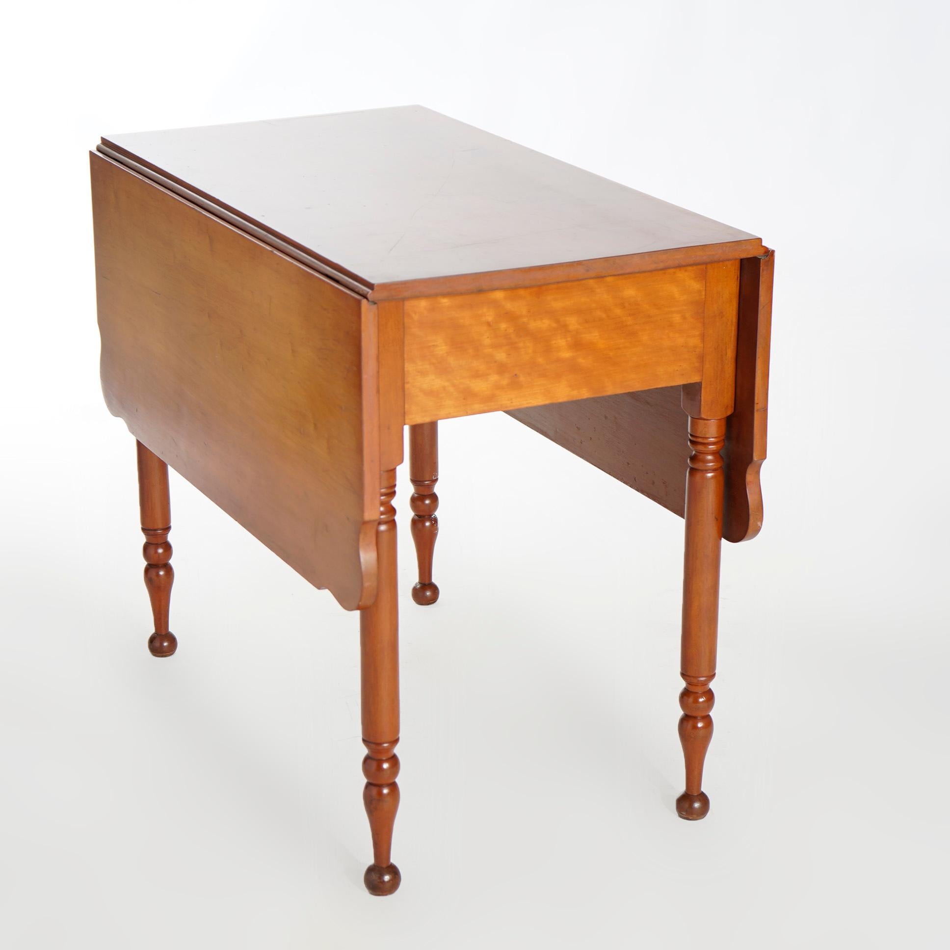 Antique Sheraton Cherry Drop Leaf Single Drawer Table Circa 1860 at 1stDibs