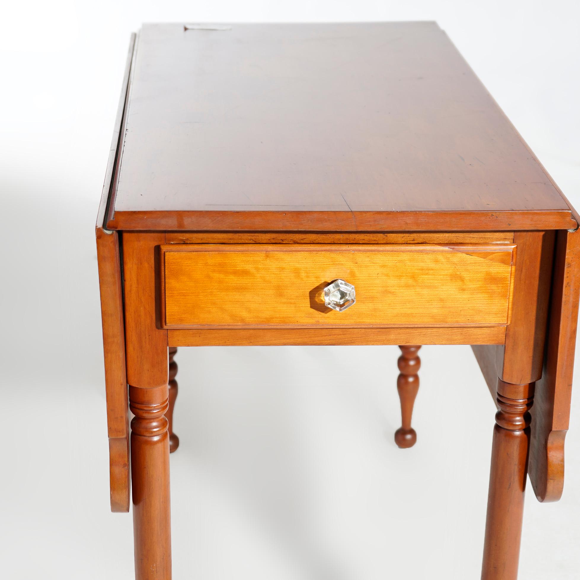 Antique Sheraton Cherry Drop Leaf Single Drawer Table Circa 1860 at 1stDibs