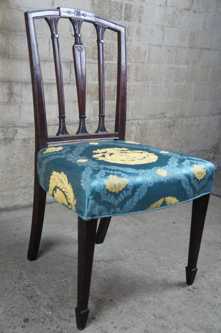 Sheraton Mahogany Dining Side Chair with Scalamandre Fabric Hepplewhite ...