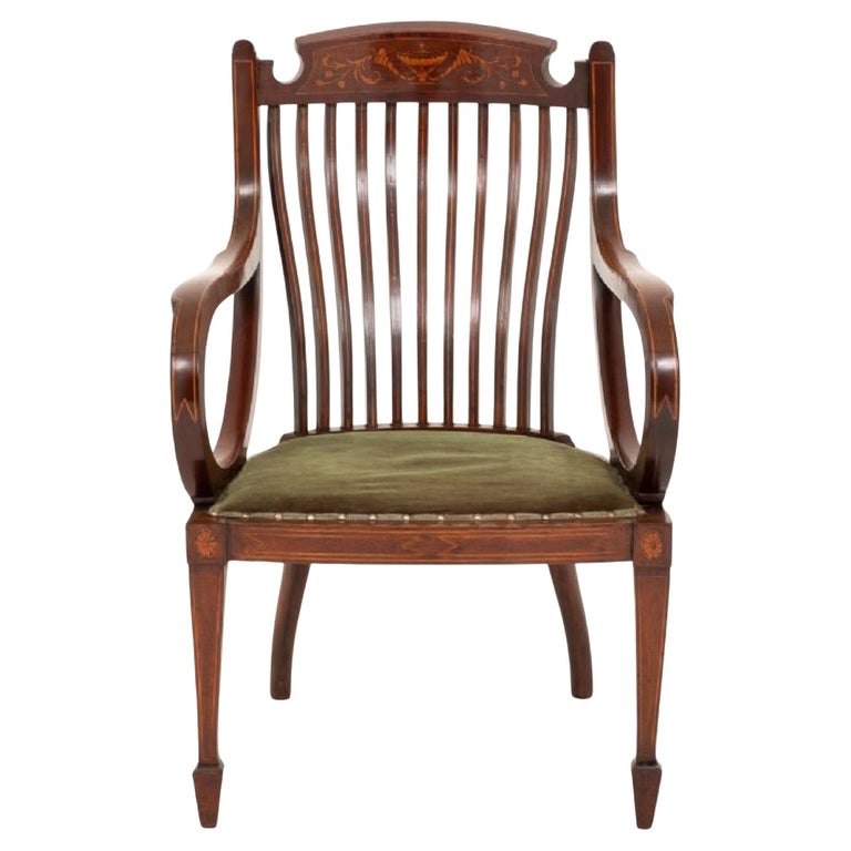 Antique Sheraton Revival Armchair Elbow Chairs, 1890 For Sale at 1stDibs