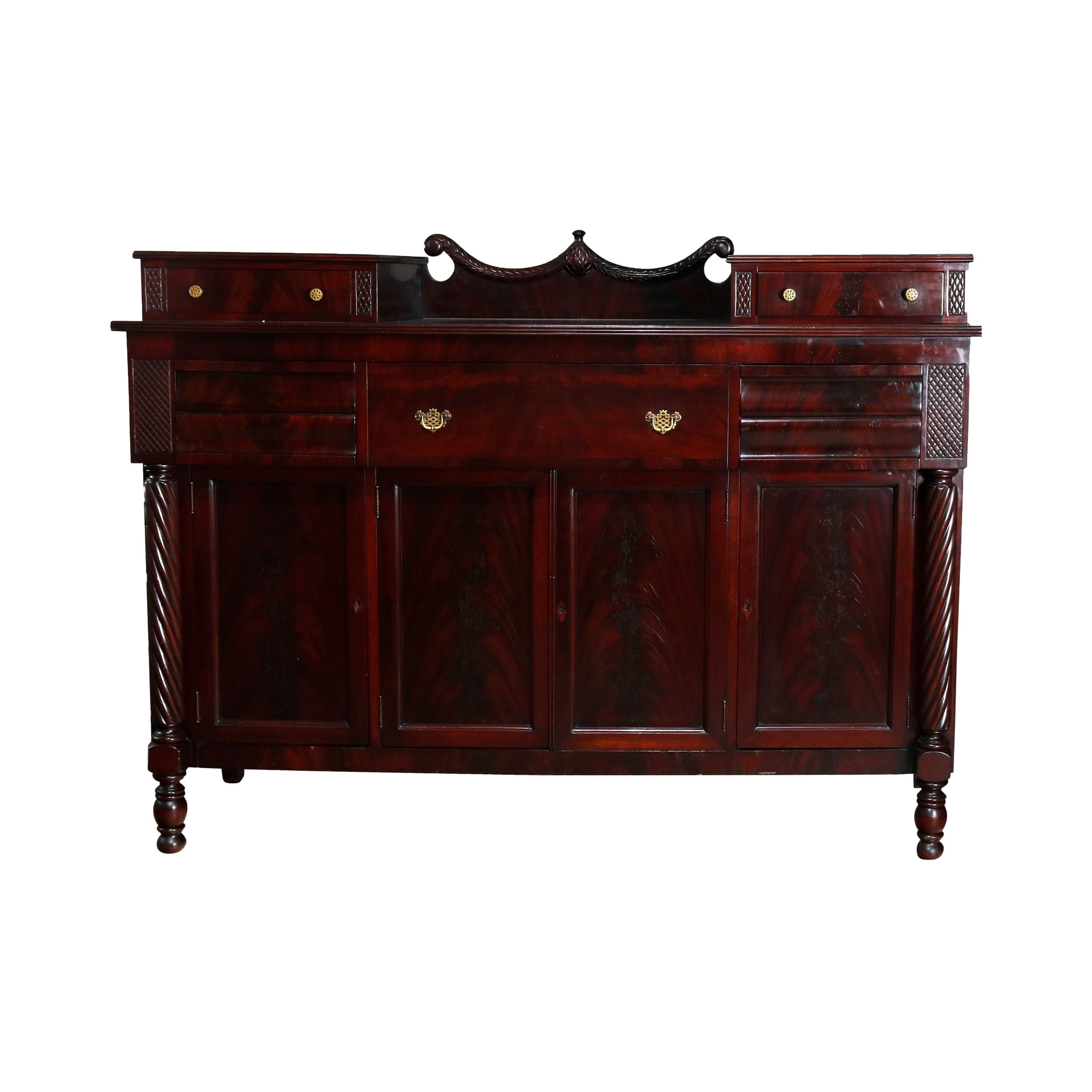 Antique Sheraton Style Carved Flame Mahogany Sideboard, 20th Century at ...