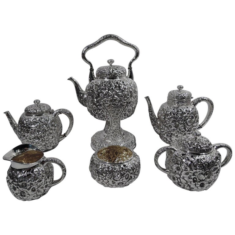 Antique Shiebler Repousse Sterling Silver Coffee and Tea Set For Sale ...