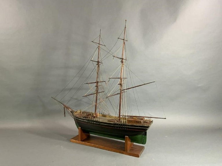 Antique Ship Model, Green and Black at 1stDibs