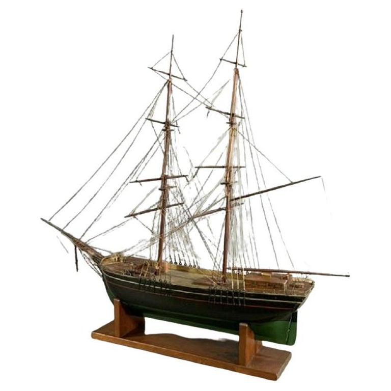 Antique Ship Model, Green and Black at 1stDibs