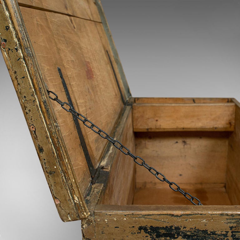 Antique Ship's Chest, English, Pine, Merchant, Tool Trunk, Victorian ...