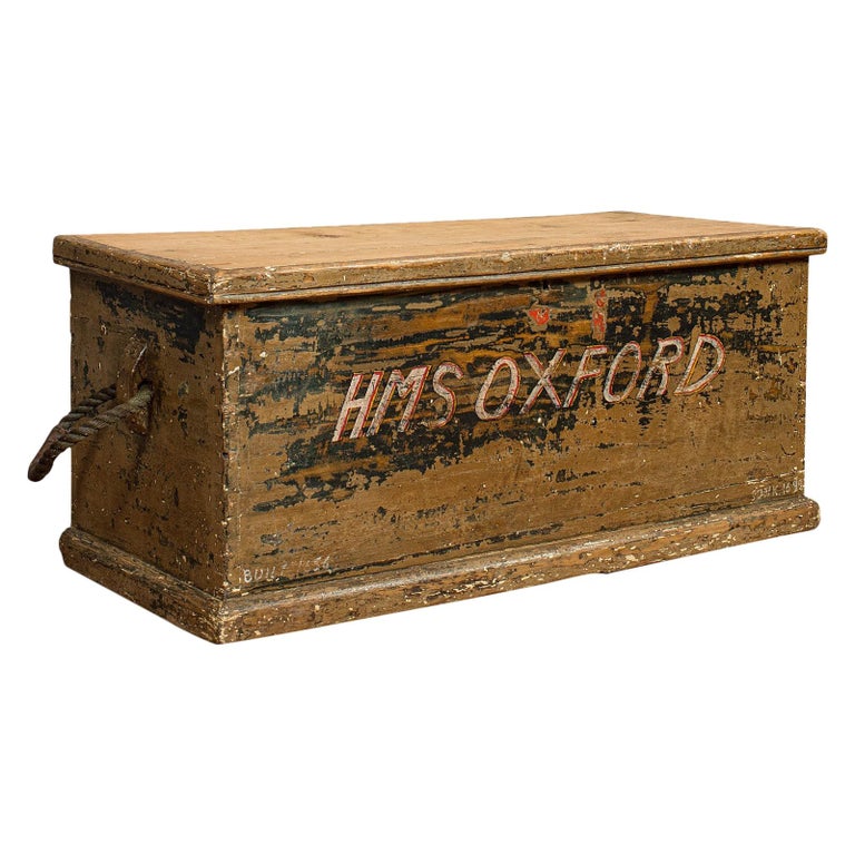Antique Ship's Chest, English, Pine, Merchant, Tool Trunk, Victorian ...