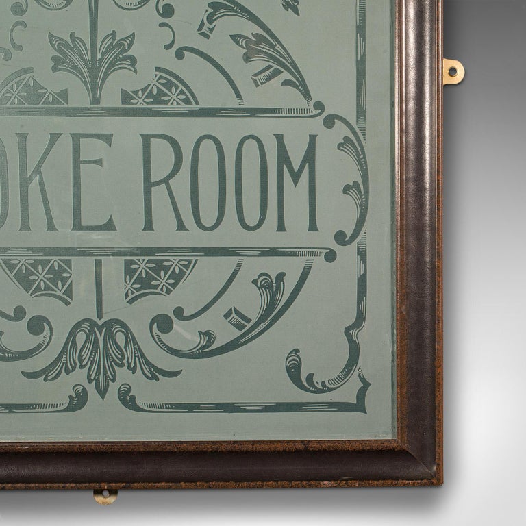 Antique Ship's Smoke Room Sign, English, Leather Frame, Decorative ...