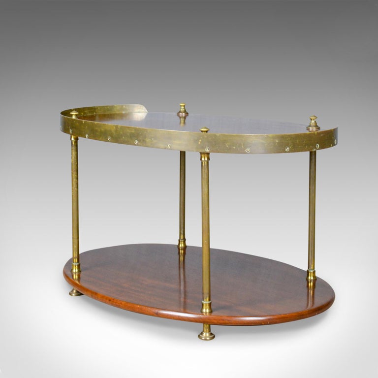Antique Ship's Table, English, Mahogany, Brass, Two-Tier, Edwardian ...