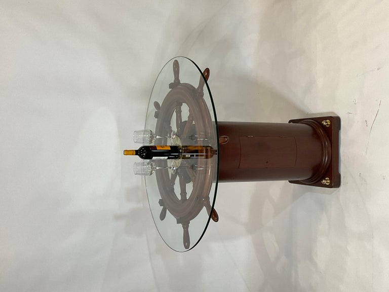 Antique Ships Wheel and Binnacle Table For Sale at 1stDibs