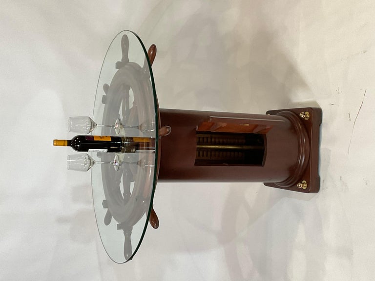 Antique Ships Wheel and Binnacle Table For Sale at 1stDibs