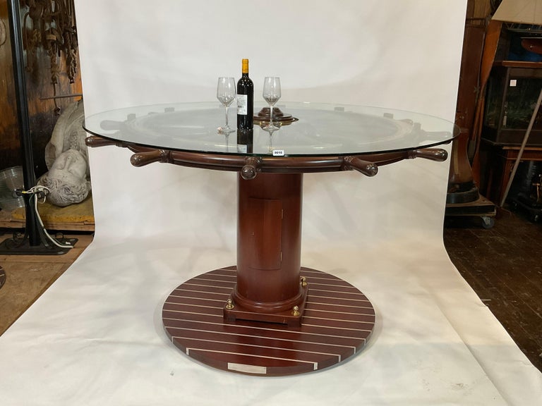Antique Ships Wheel Bar Height Table For Sale at 1stDibs