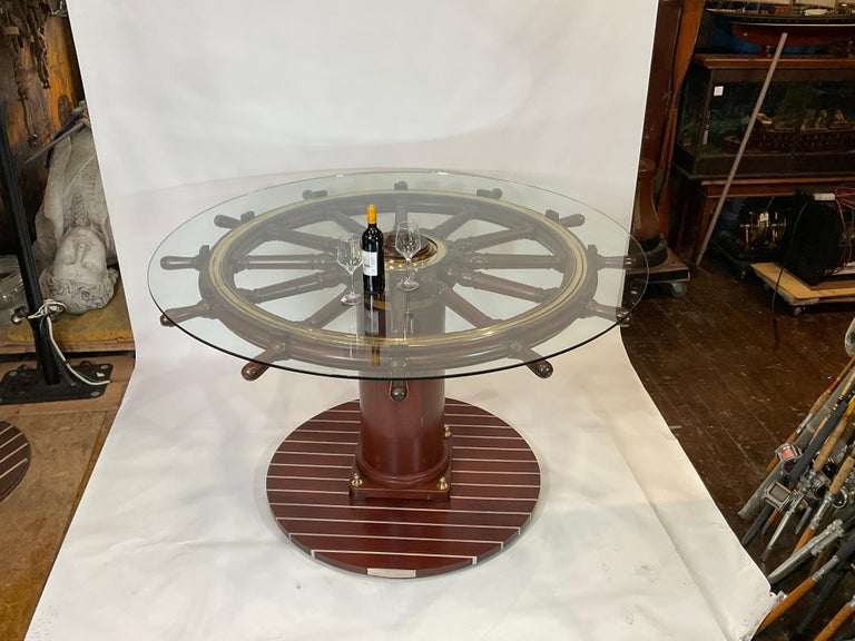 Antique Ships Wheel Bar Height Table For Sale at 1stDibs