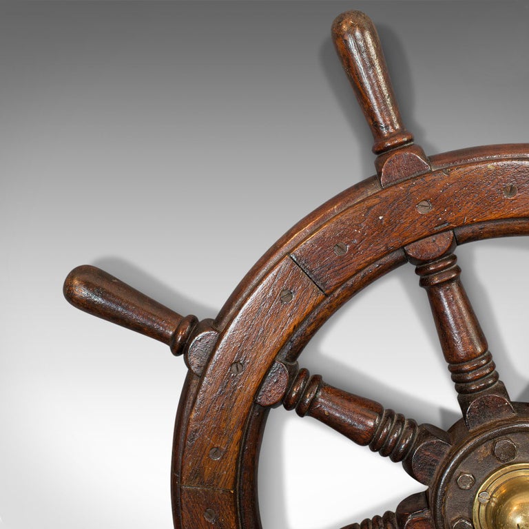 Antique Ship's Wheel, English, Oak, Brass, Maritime, Decorative ...