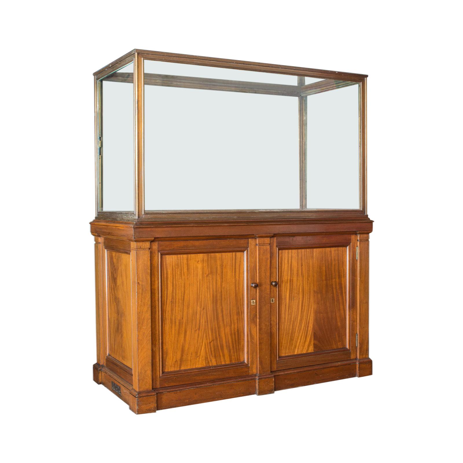 Antique Showcase Cabinet, English, Walnut, Bronze, Display, Museum ...