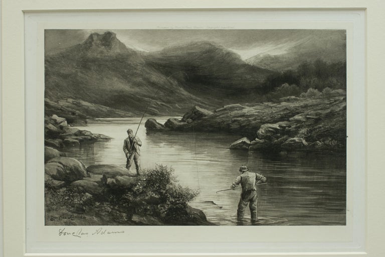 Antique Signed Douglas Adams Salmon Fishing Prints, Set of Three For ...