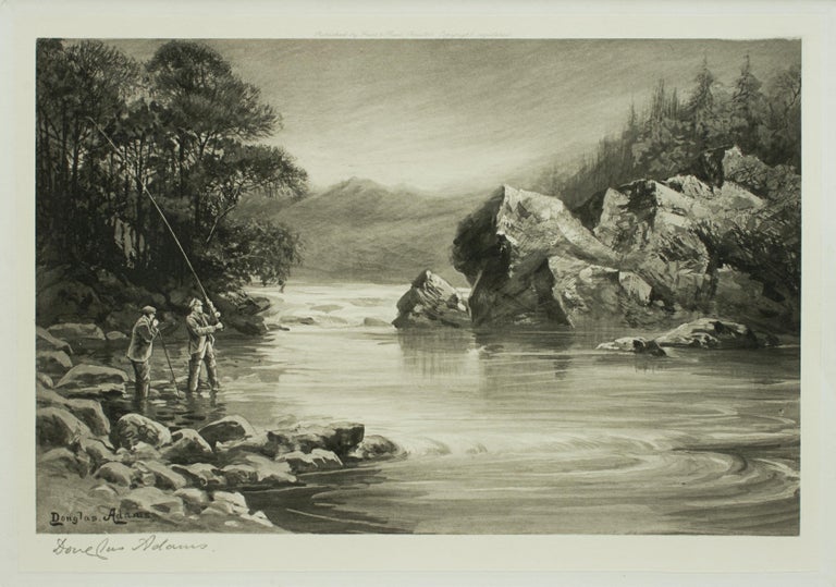 Antique Signed Douglas Adams Salmon Fishing Prints, Set of Three For ...