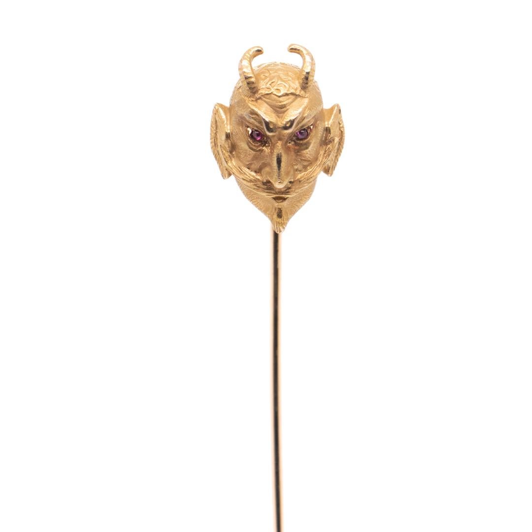 Antique Signed Edwardian 14k Gold Figural Devil's Head Stick Pin by ...