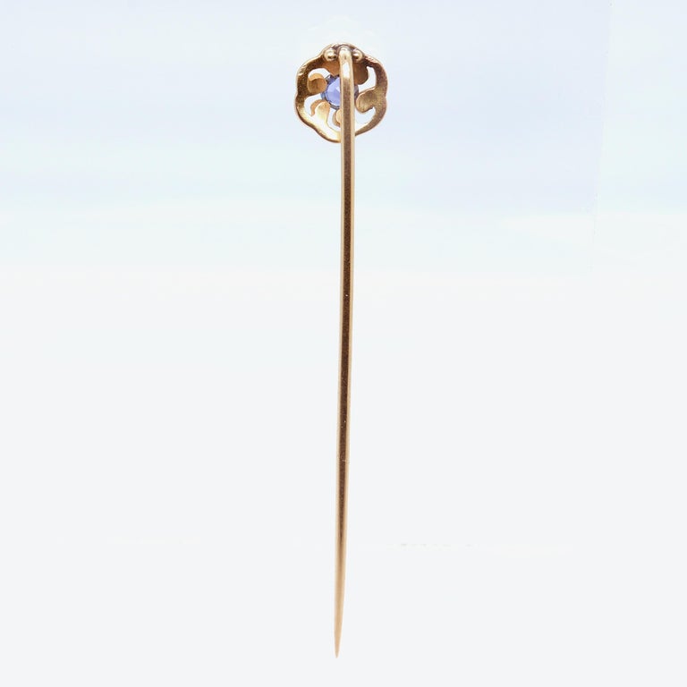Antique Signed Edwardian Marcus and Co. 14K Gold and Sapphire Stick Pin ...