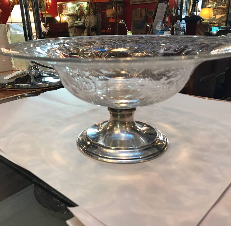 Antique Signed Hawkes Cut Glass and Sterling Silver Center Bowl For ...
