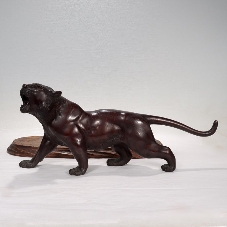 Antique Signed Meiji Period Japanese Bronze Tiger Sculpture For Sale at ...