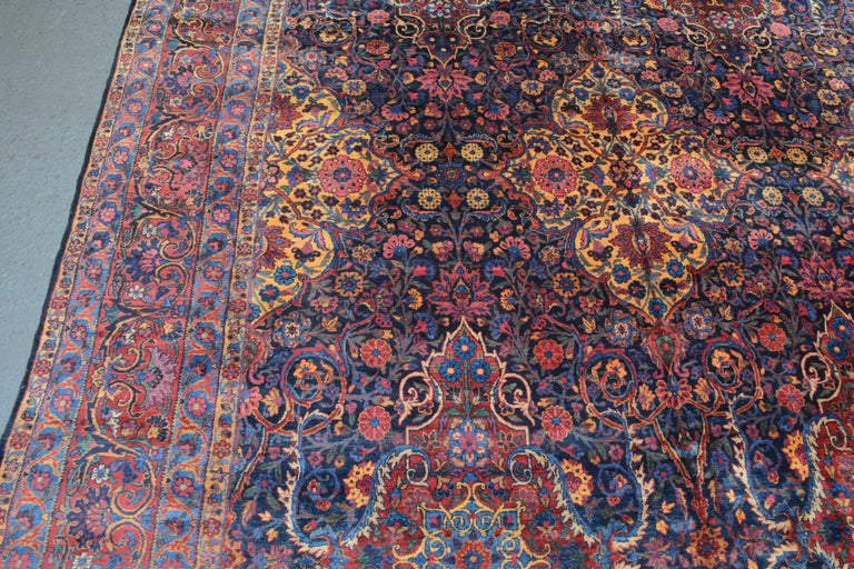 Antique Signed Persian Kerman Carpet For Sale at 1stDibs