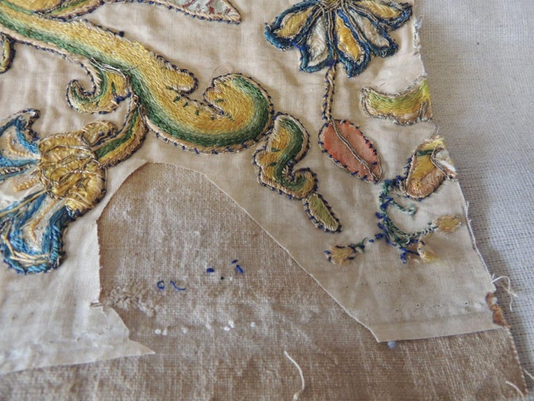 Antique Silk Embroidered Metallic Threads Tapestry Panel For Sale at ...