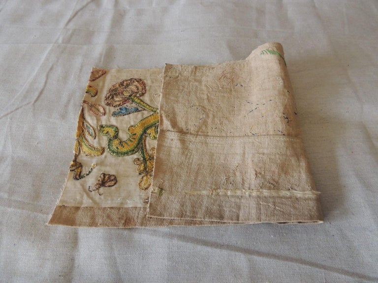 Antique Silk Embroidered Metallic Threads Tapestry Panel For Sale at ...