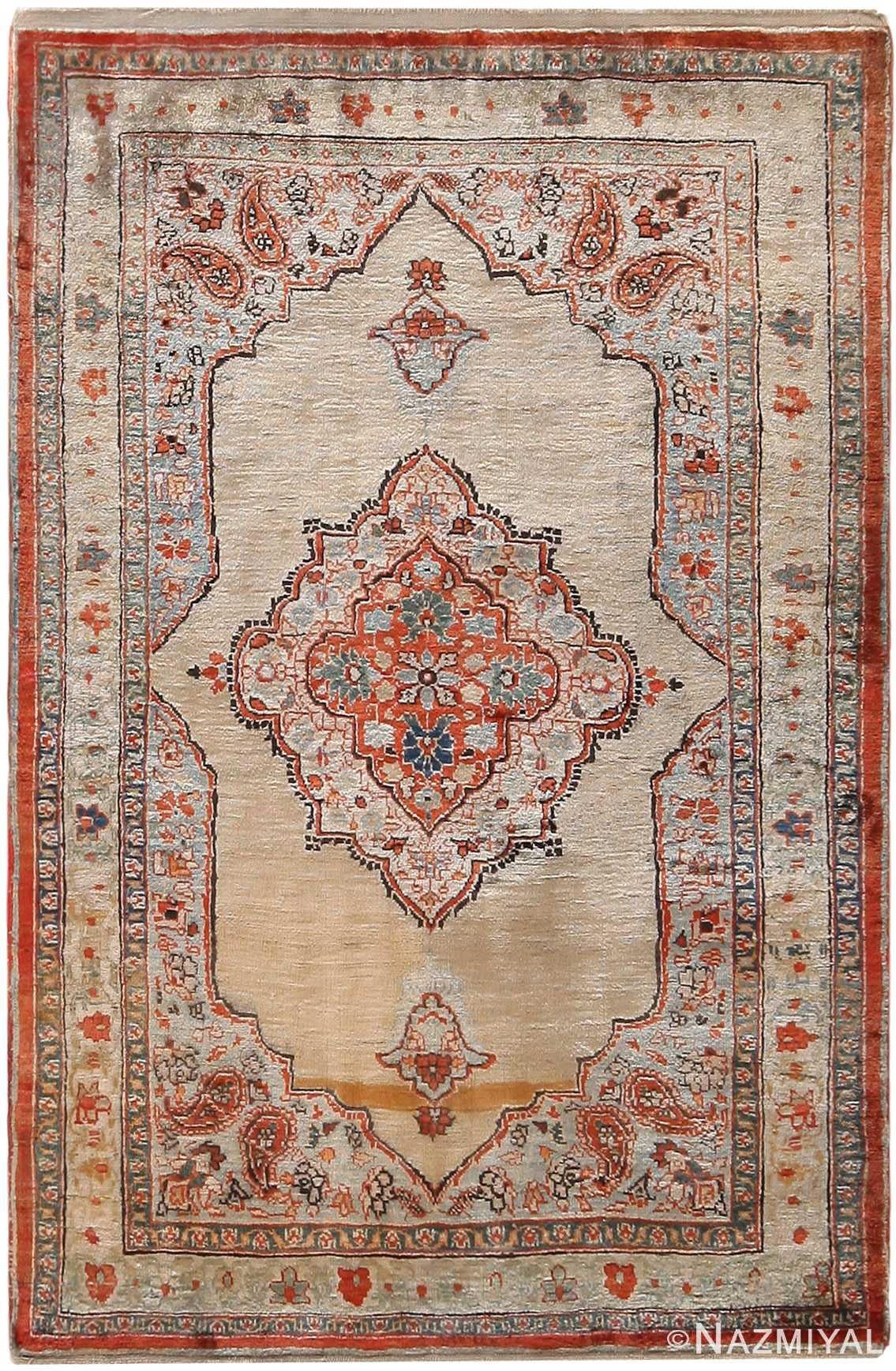 Antique Persian Tabriz Silk Prayer Rug. 4 ft 3 in x 5 ft 6 in For Sale ...