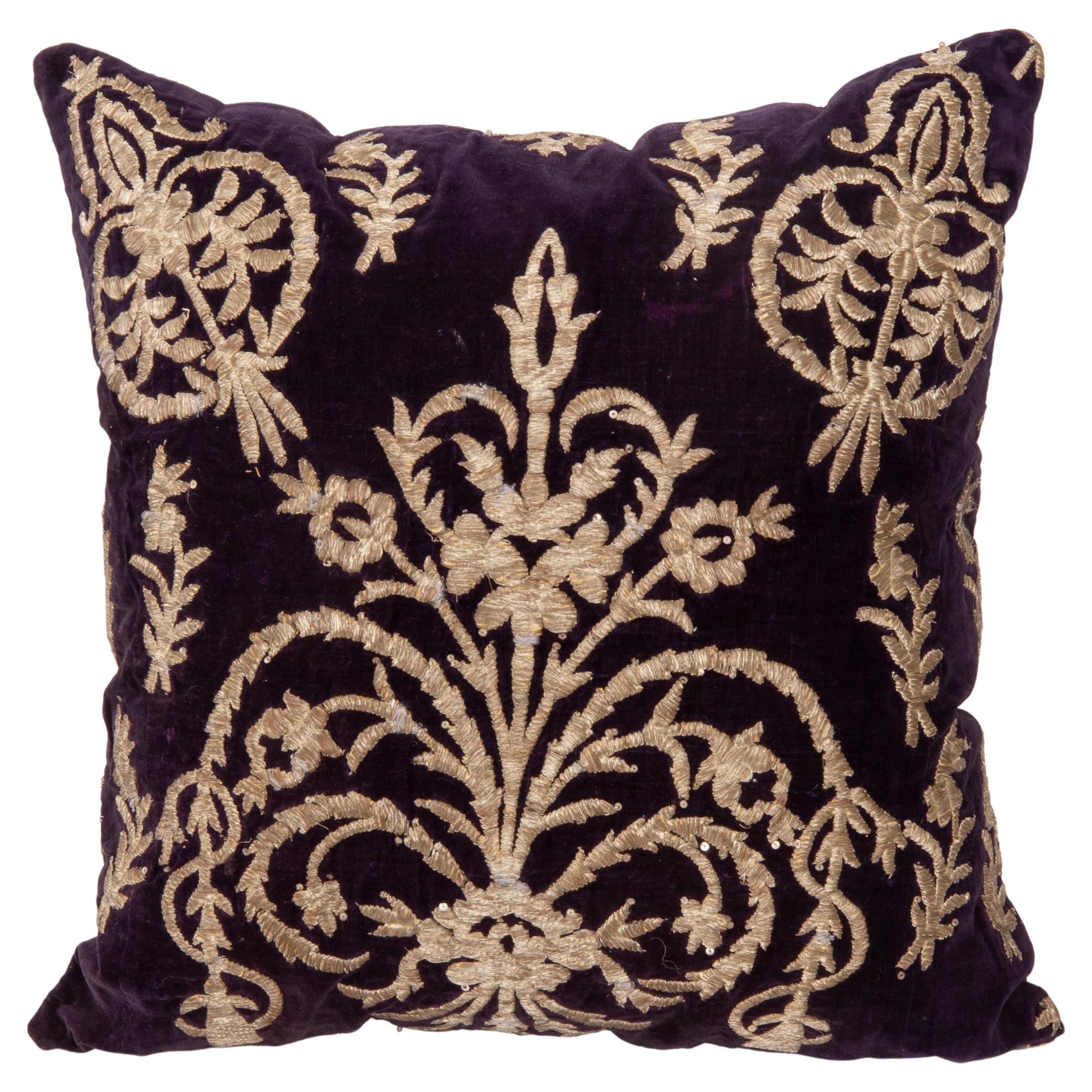 Antique Silk Velvet Ottoman Violet Sarma Pillow Cover, L 19th Century ...