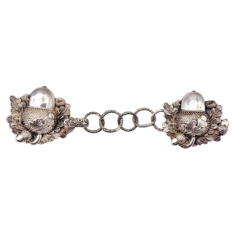 Antique Silver Acorn Cloak Clasp at 1stDibs