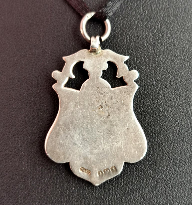 Antique Silver and Rose Gold Shield Fob Pendant, Art Deco at 1stDibs