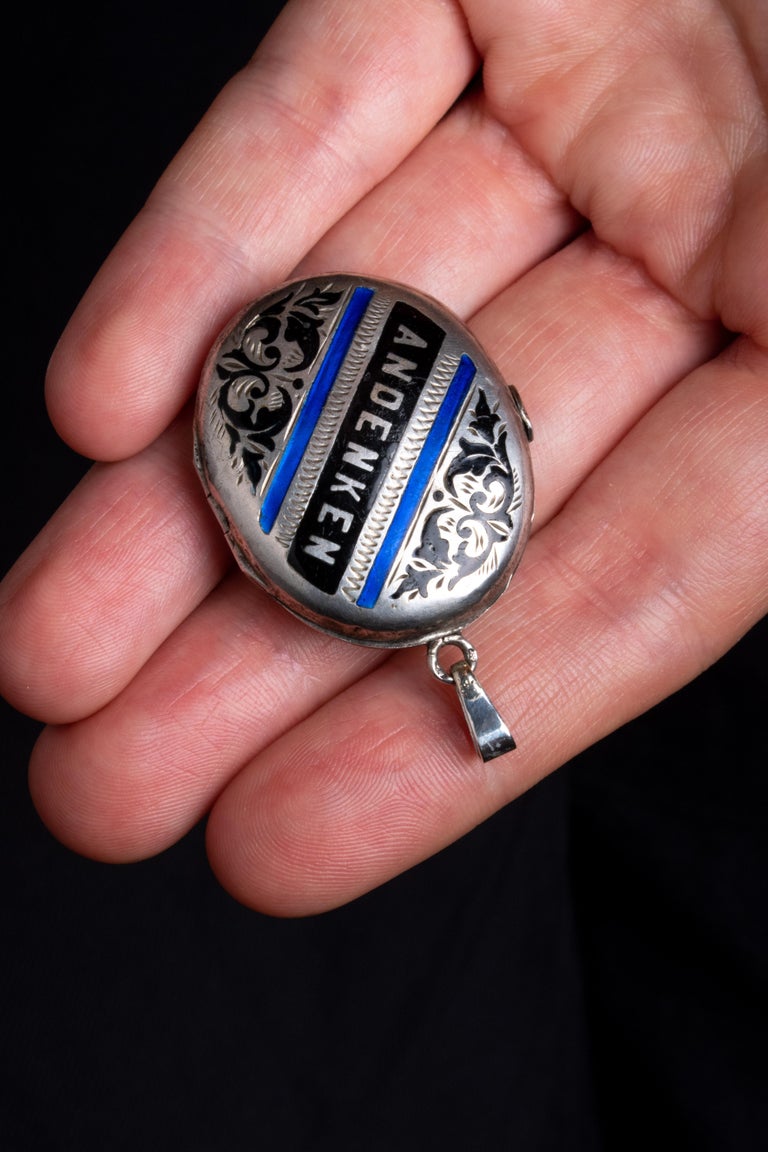 Antique Silver Andenken Souvenir Locket, Victorian Memento Mori ...