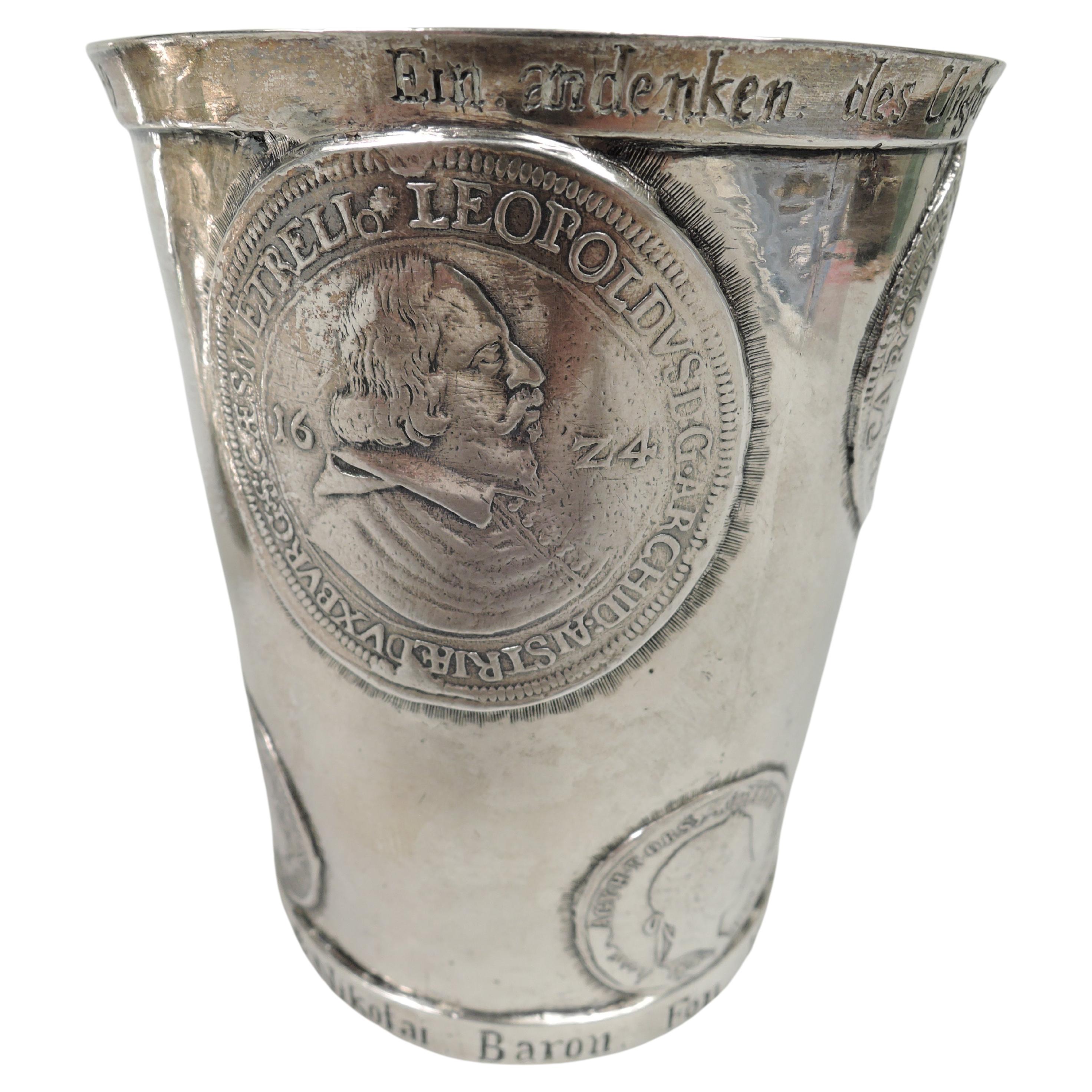 German Silver Footed Beaker Cup Napoleonic War Prussian Veteran W ...