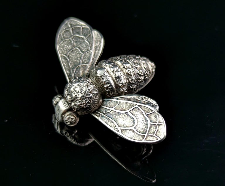 Antique Silver Bee Brooch, Victorian, Sterling Silver Pin For Sale at ...
