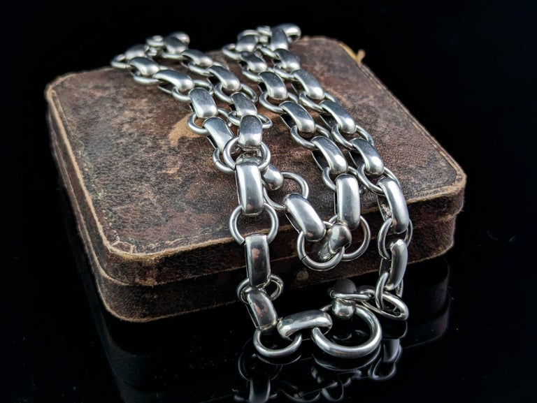 Antique Silver Book Chain Collar Necklace, Victorian For Sale at 1stDibs