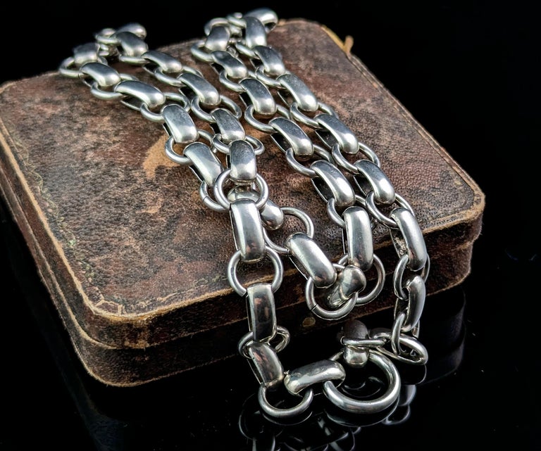 Antique Silver Book Chain Collar Necklace, Victorian For Sale at 1stDibs